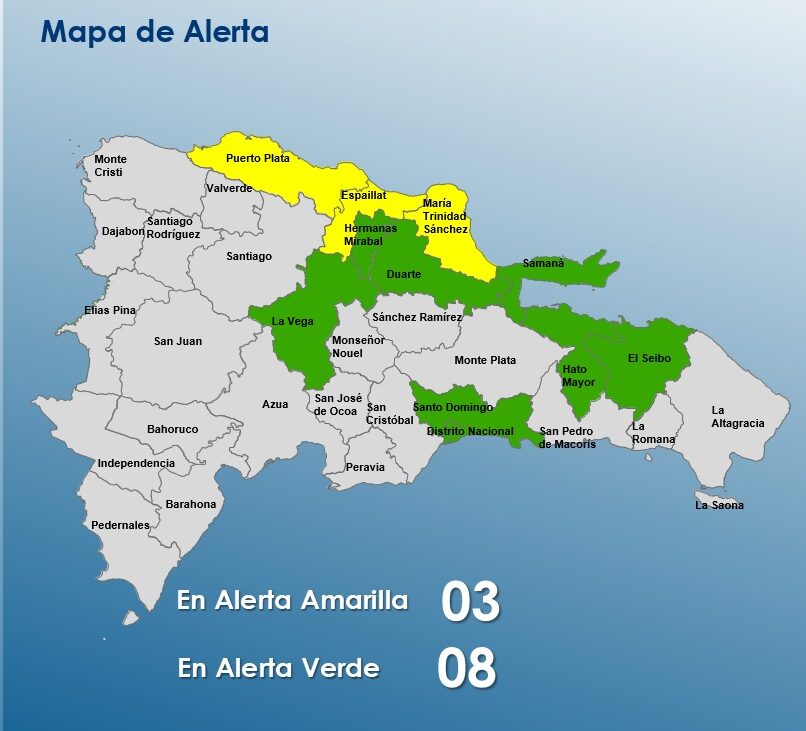 COE mantiene tres provincias en alerta amarilla y ocho en verde por ... COE mantiene tres provincias en alerta amarilla y ocho en verde por ...